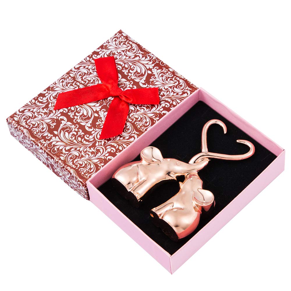 Star Miss River Two Piece Loving Elephants Wedding Ring Holder for Jewelry - Solid Metal