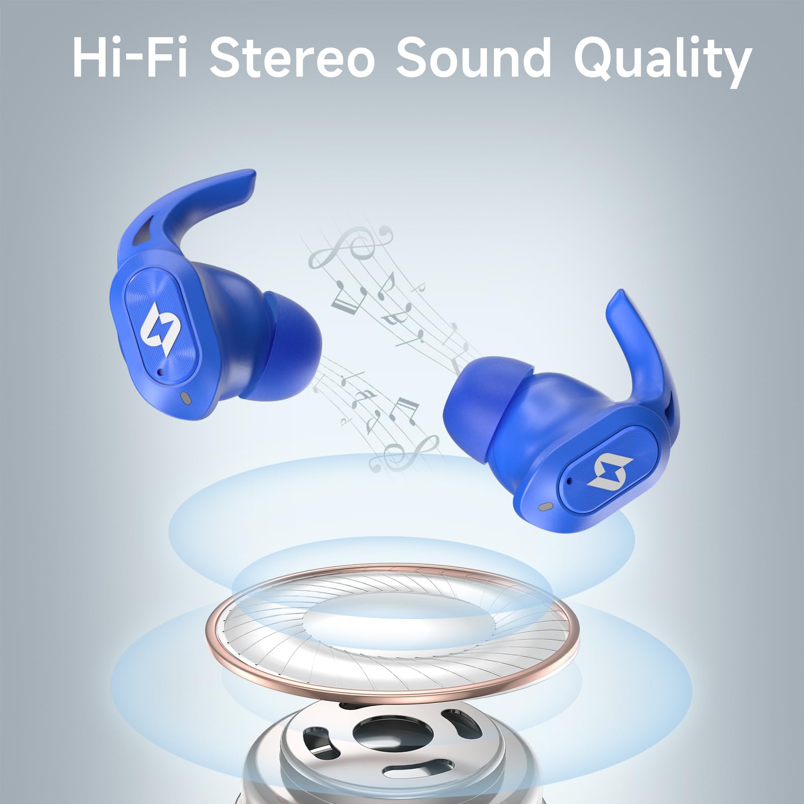 Wireless Ear Buds Bluetooth Headphones with Wireless Charging Case 32H Playback LED Display in Ear Earphones Waterproof Ear Buds Built in Mic Stereo Bass for iPhone Samsung Android Sport Workout