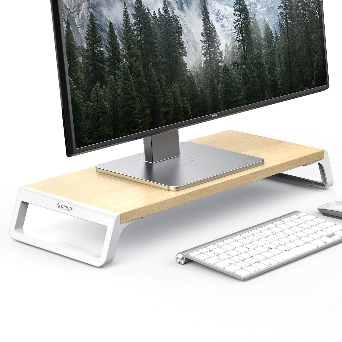 ORICO Wood Monitor Stand, Computer Riser with Keyboard Storage Space for PC, Laptop, Printer, Home Office Desk Organizer