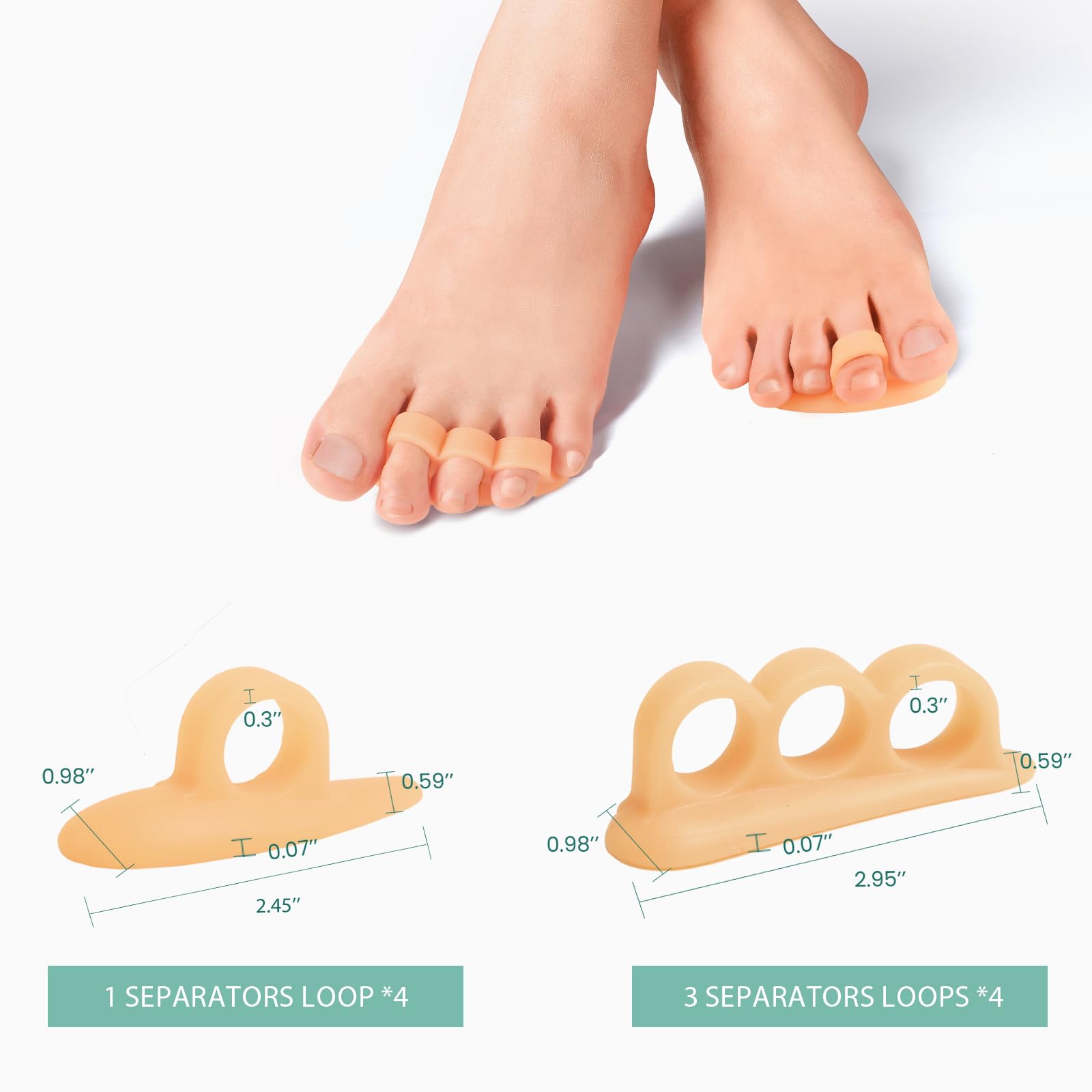 Welnove Hammertoe Corrector Gel Toe Straighteners - 8 Pcs Toe Support Pads Cushion - Realign Bent, Crooked, Curled, Claw, Hammer Toes - Firm Support