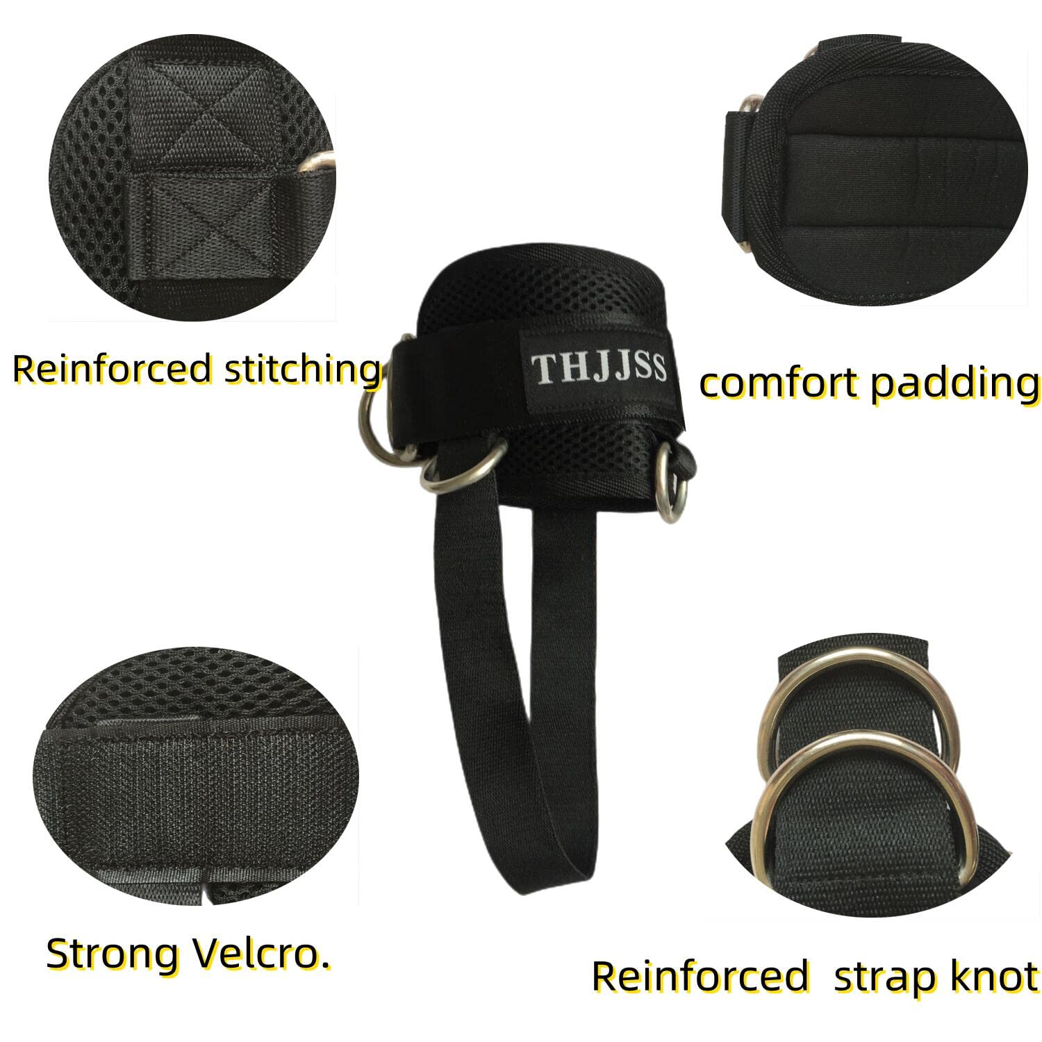 THJJSS Ankle Straps for Cable Machines,Resistance Bands Handles,Adjustable Comfort Fit Men Women Leg Workout Strap,D Handle Cable Attachment Gym Ankle Strap for Cable Machine Pulley System