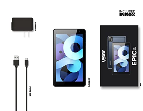 Yezz Epic 3 Tablet, 7" TN Display, 32 GB, Latest Model (2022, WiFi only), Designed for The Whole Family, 1 Year Warranty in The US, Blue