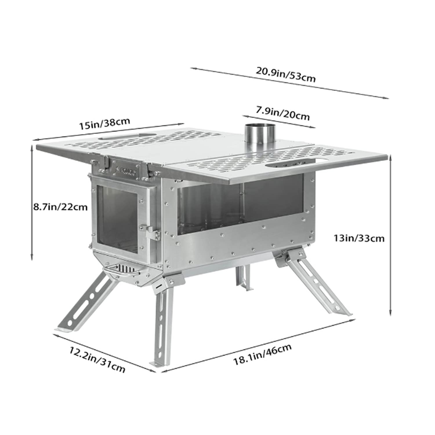 Oroqen Camping Wood Stove Portable Stainless Steel Stove (without stove fire mat)