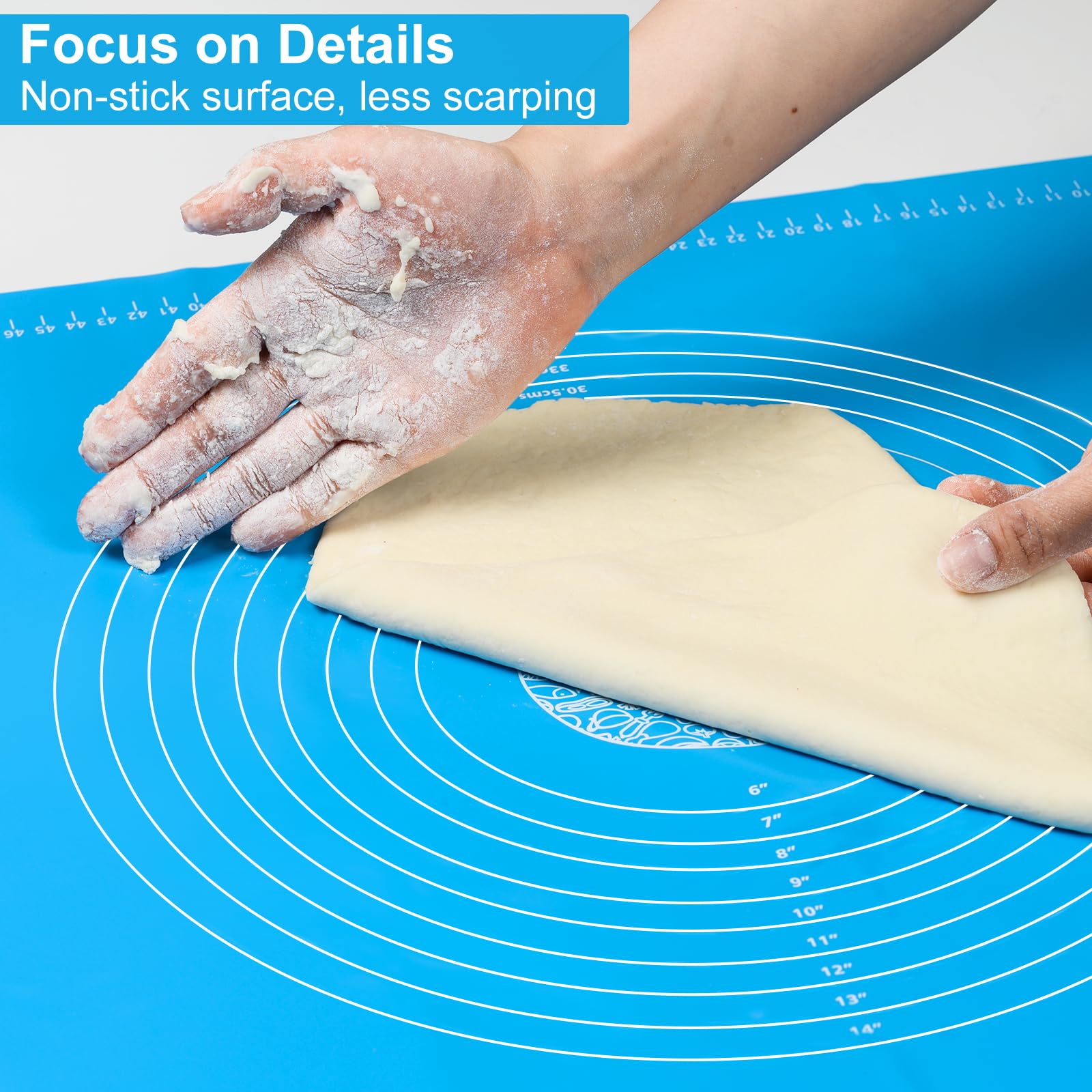 PARACITY Silicone Baking Mat, Pastry Mat with Measurements and Dough Scraper, Non-slip Non Stick Dough Mat, 25*18Inch Baking Supplies/Counter Mat for Kitchen, Fondant/ Pie Crust Mat for Making Pastry
