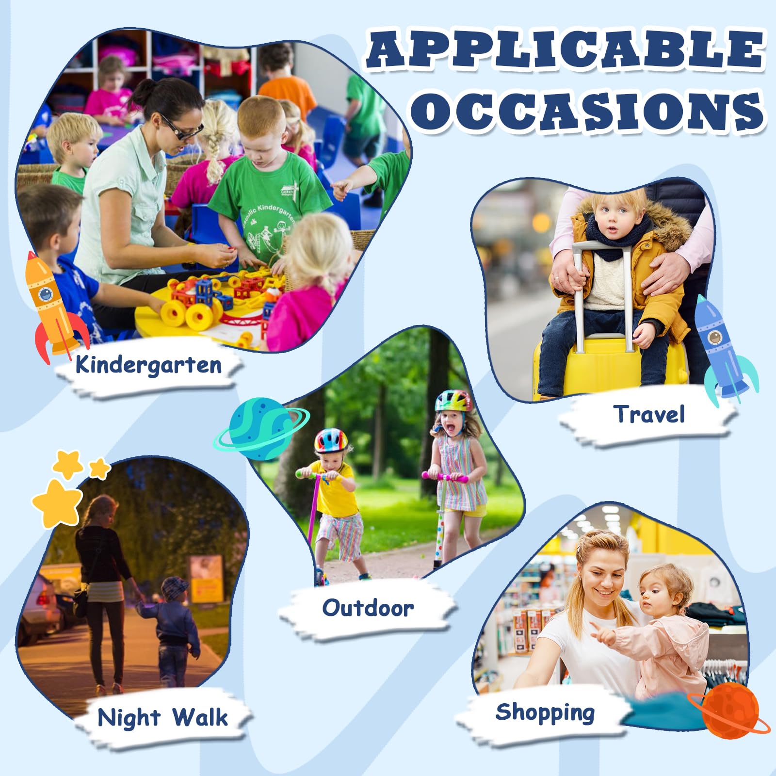 MUSEVOS Toddler Backpack, Neoprene Preschool Backpack for Kids Cartoon Baby Backpack with with Anti-lost Safety Leash for Daycare Outdoor