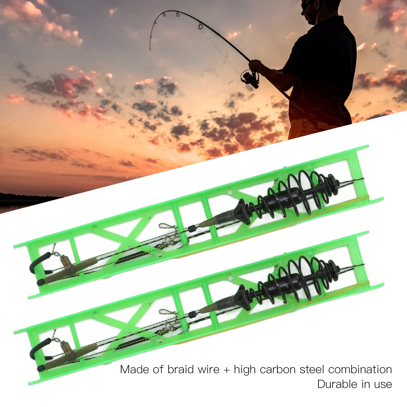 Yeuipea Fishing Bait Spring Lure,2pcs Fishing Bait Spring Lure Inline Fishing Bait Spring Hanging Tackle Tool with Hooks(40G)