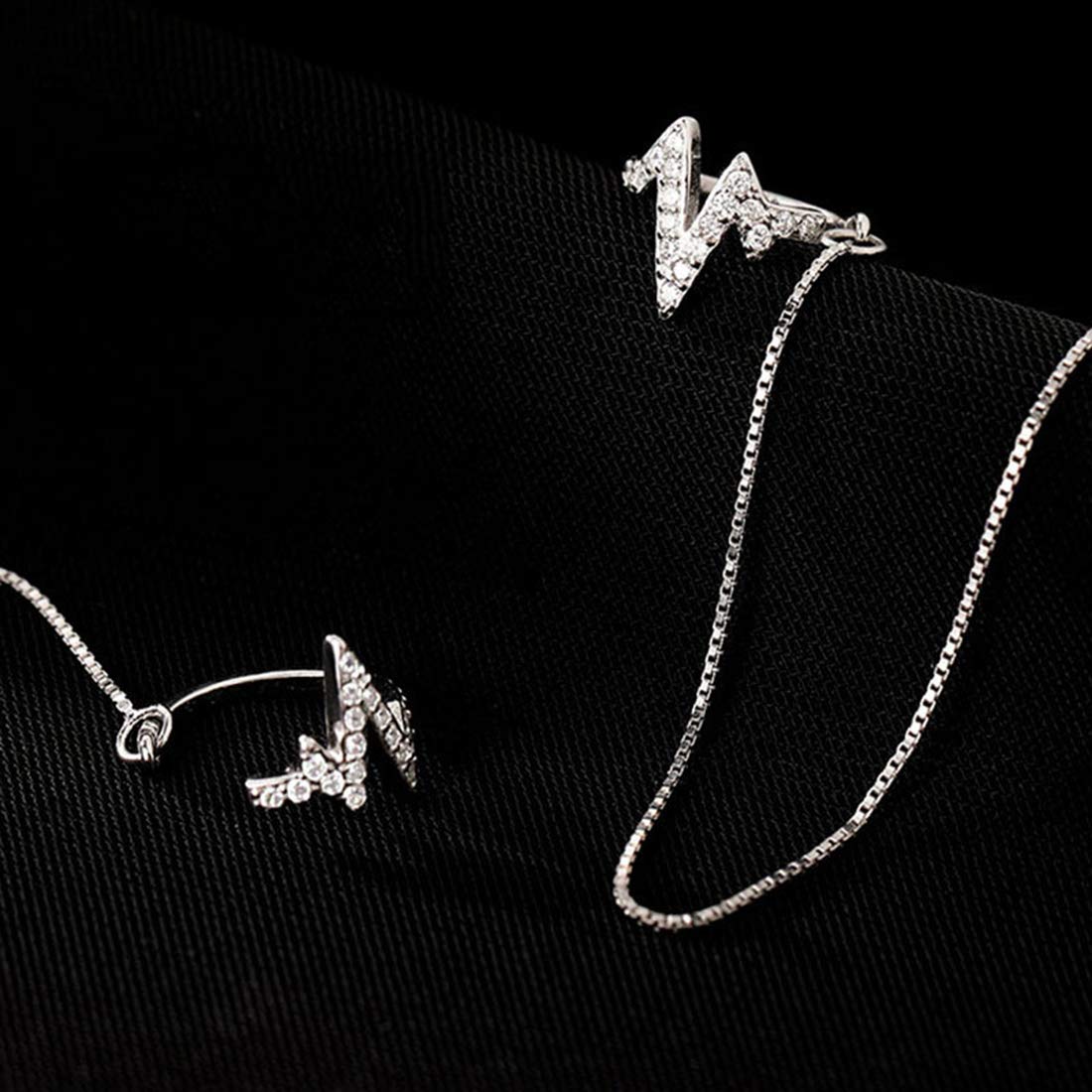 SLUYNZ 925 Sterling Silver CZ Wave Cuff Earrings Chain for Women Teens Crawler Earrings Climber Earrings