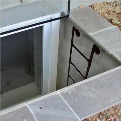 ZSPINJIA Basement Escape Ladder β Fire Ladders for Egress Basement Window Well Covers Outside,Small Ladder for Fire Emergency Home Safety,Ladder for Egress Window Wrought Iron,Loads 330lbs