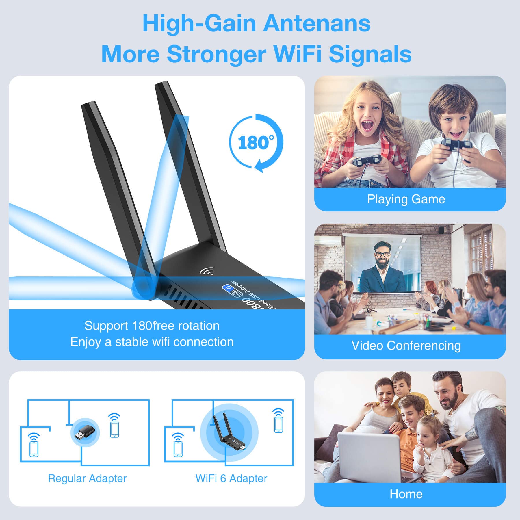 Wireless USB WiFi 6 Adapter for Desktop - Nineplus 802.11ax 1800Mbps PC WiFi Adapter for Desktop PC Laptop Windows7/10/11,5Ghz 2.4Ghz Wireless Network Adapter for PC WiFi USB Adapter for PC