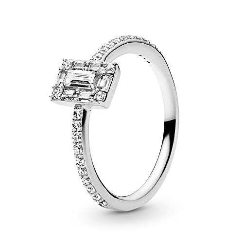 Pandora Jewelry Sparkling Square Halo Cubic Zirconia Ring in Sterling Silver, Size 7