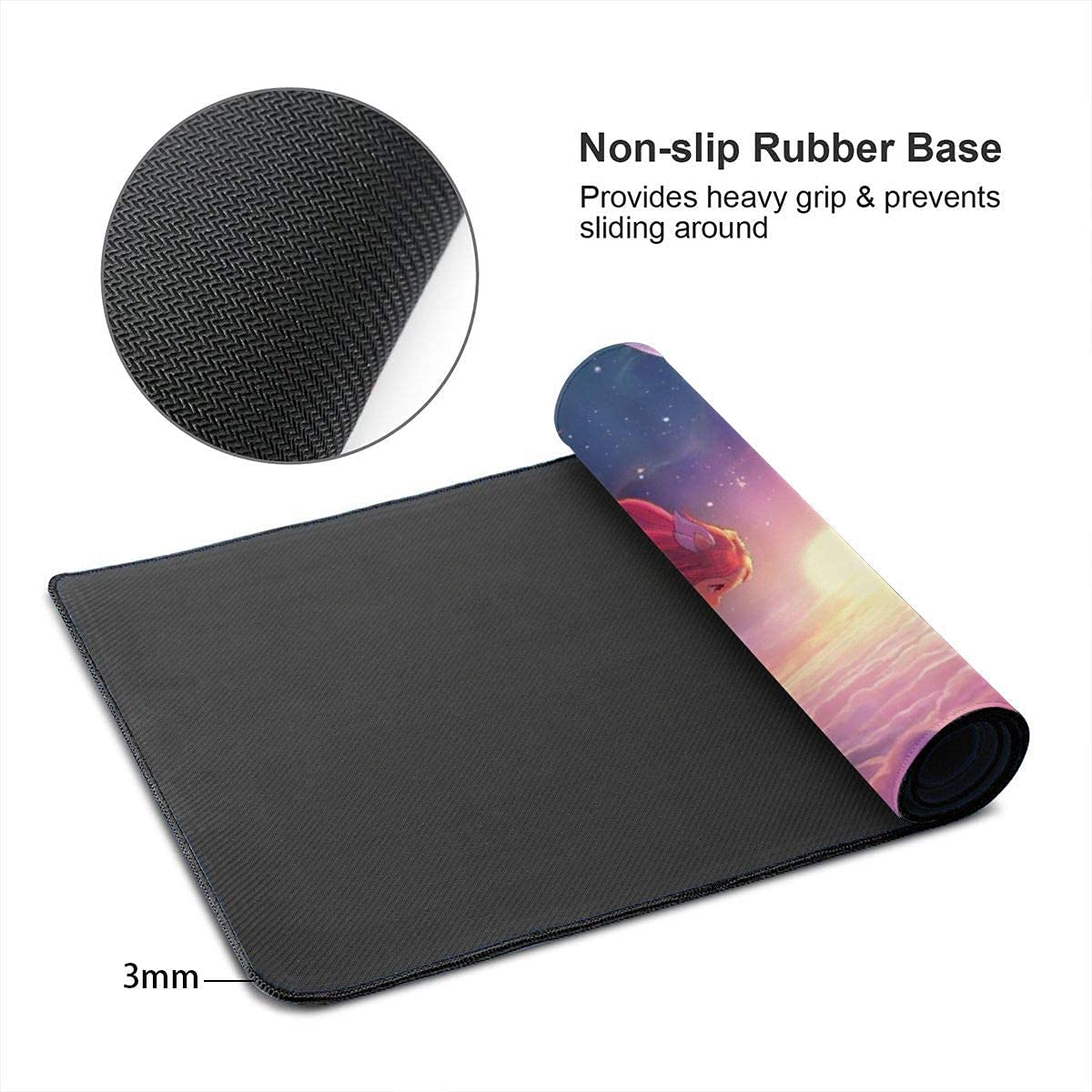 Professional Gaming Mouse Pad Poro, Mousepad Non-Slip Rubber Base Mouse Mat, 4mm Thick Glowing Keyboard and Mouse Combo Pad, Computer & Laptop Mouse pad 11.8" x 23.6"