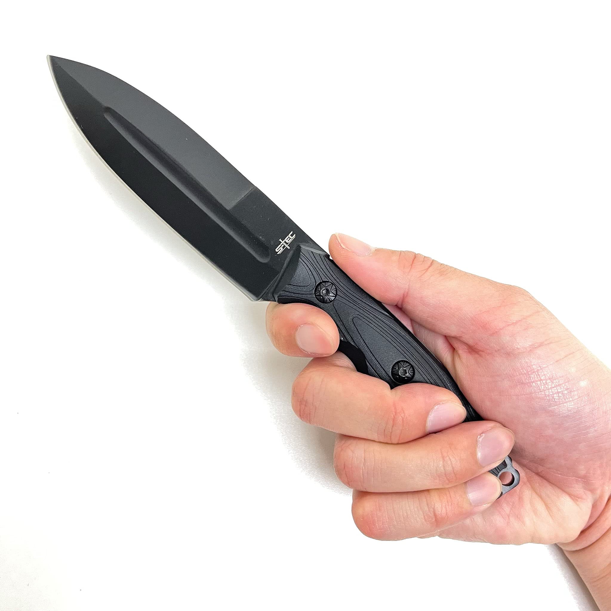 S-TEC 9" Full Tang Fixed Blade Knife with ABS Swivel Sheath - GEN 3 - I Hunting I Camping I Diving I Stainless Steel Blade I ABS Handle I Outdoor Activities I (Matte Black)