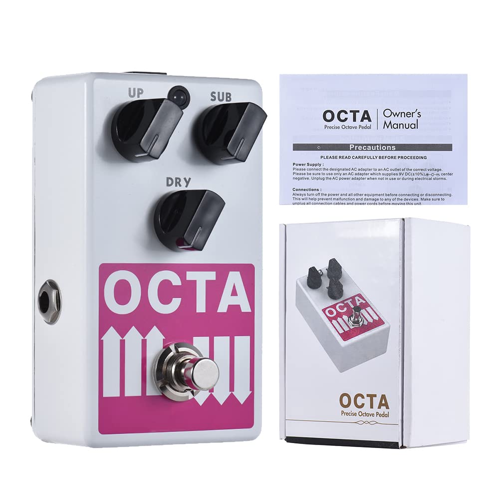 summina Electric Guitar Precise Polyphonic Octave Generator Effect Pedal Supports SUB/UP Octave & Dry Signal Full Metal Shell with True Bypass