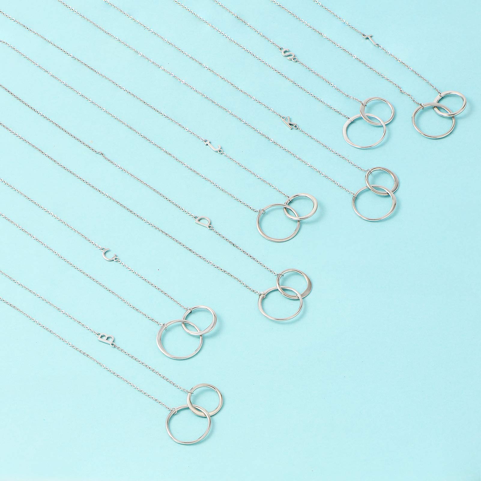 Mother And Son Necklace Initial Two Interlocking Infinity Double Circles Letter J Alphabet Necklace for Women