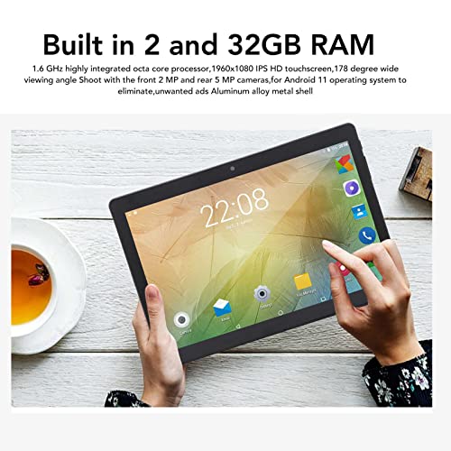 Zyyini 10in Table, Dual SIM Dual Standby, Portable Call Tablet with IPS 1080P HD Large Screen, 2GB 32GB RAM Dual Camera, Octa Core Processor(Black)