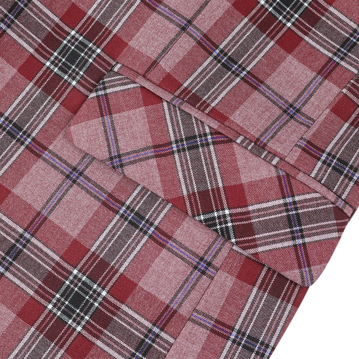 Men's Plaid Modern Fit 3-Piece Suit Blazer Jacket Tux Vest & Trousers Wine Red