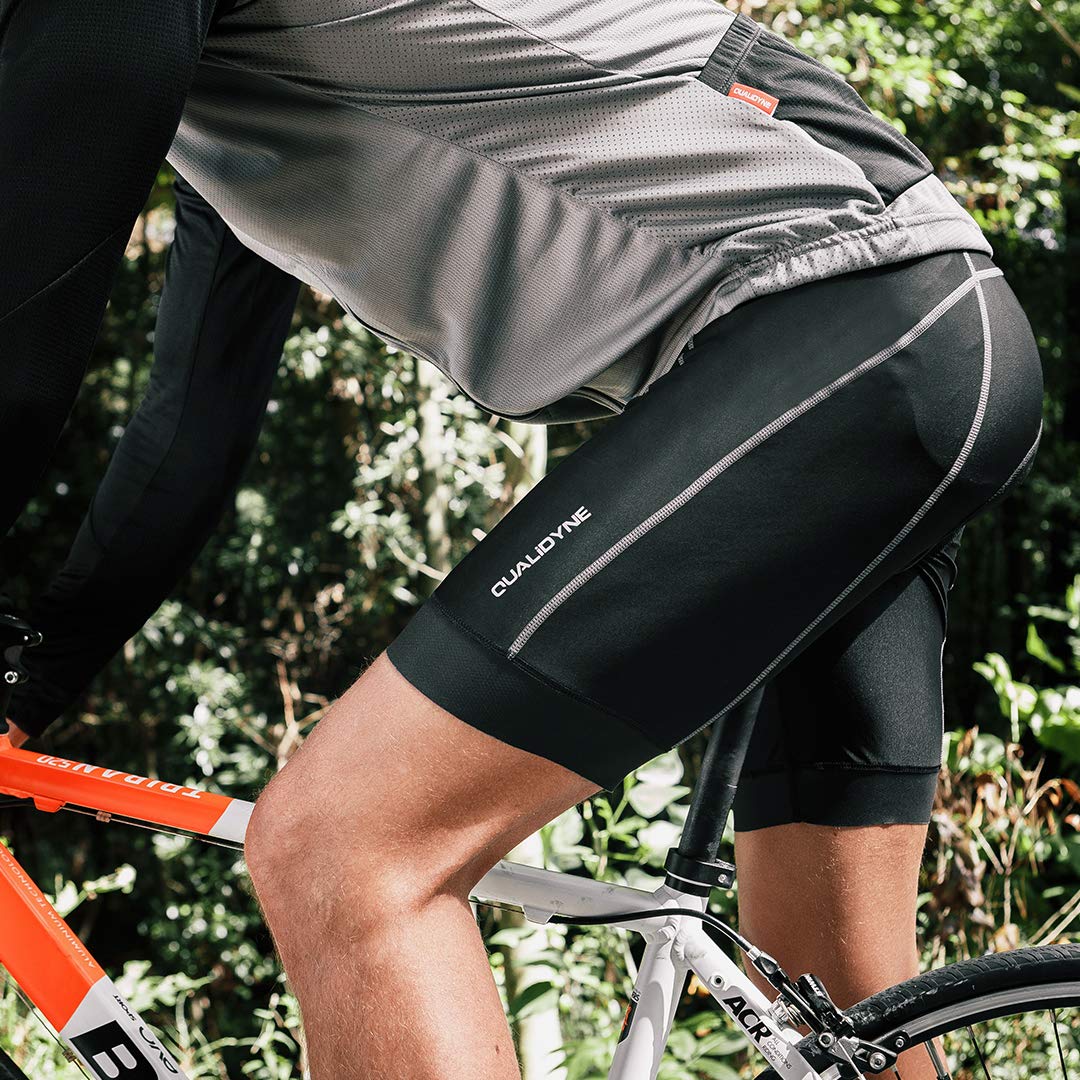 qualidyne Men's Cycling Bike Shorts 3D Padded Bicycle Riding Bike Biking Pants Cycle Shorts