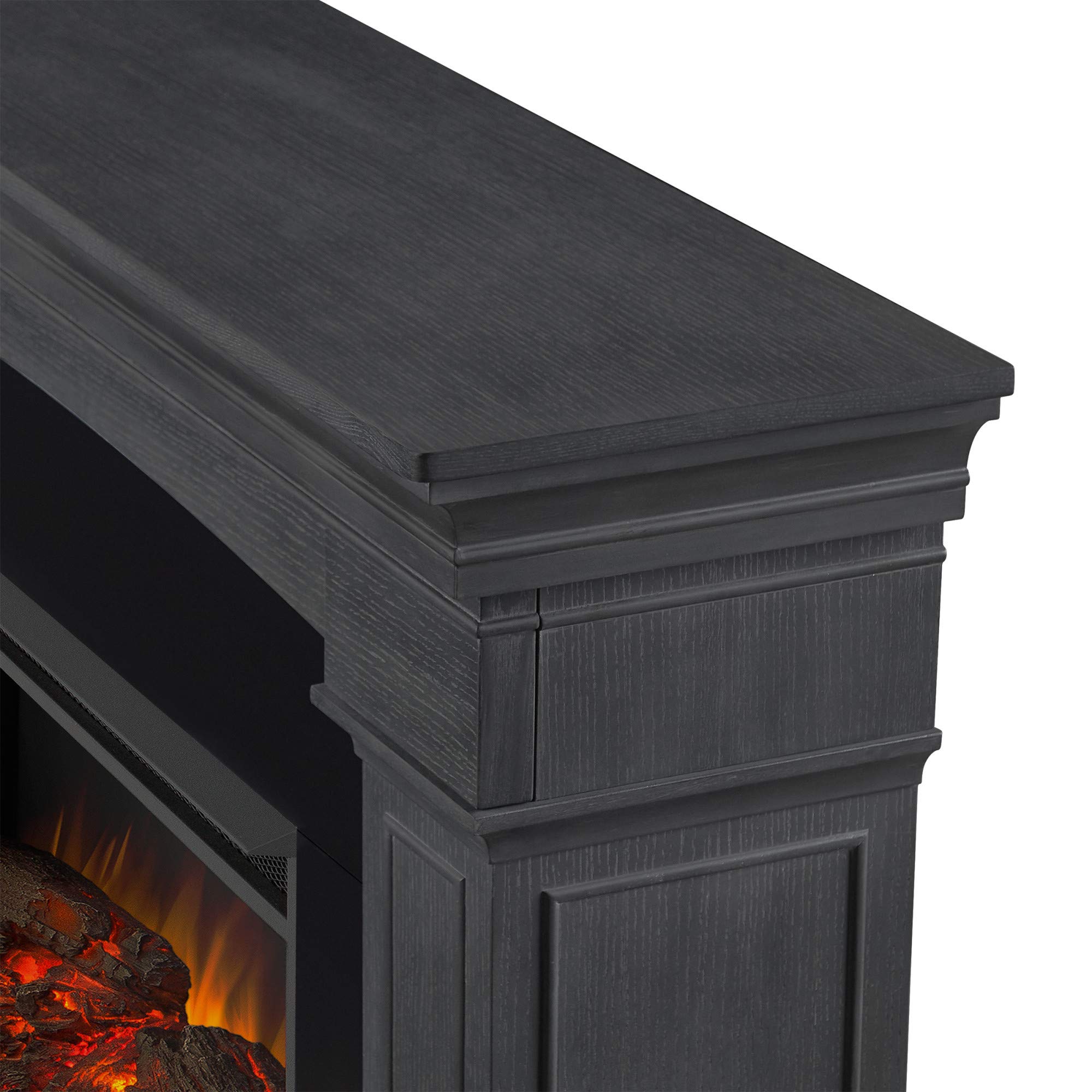 Real Flame Deland Grand Electric Indoor Fireplace with Remote Control, Realistic Infrared Fireplace with Heater, White
