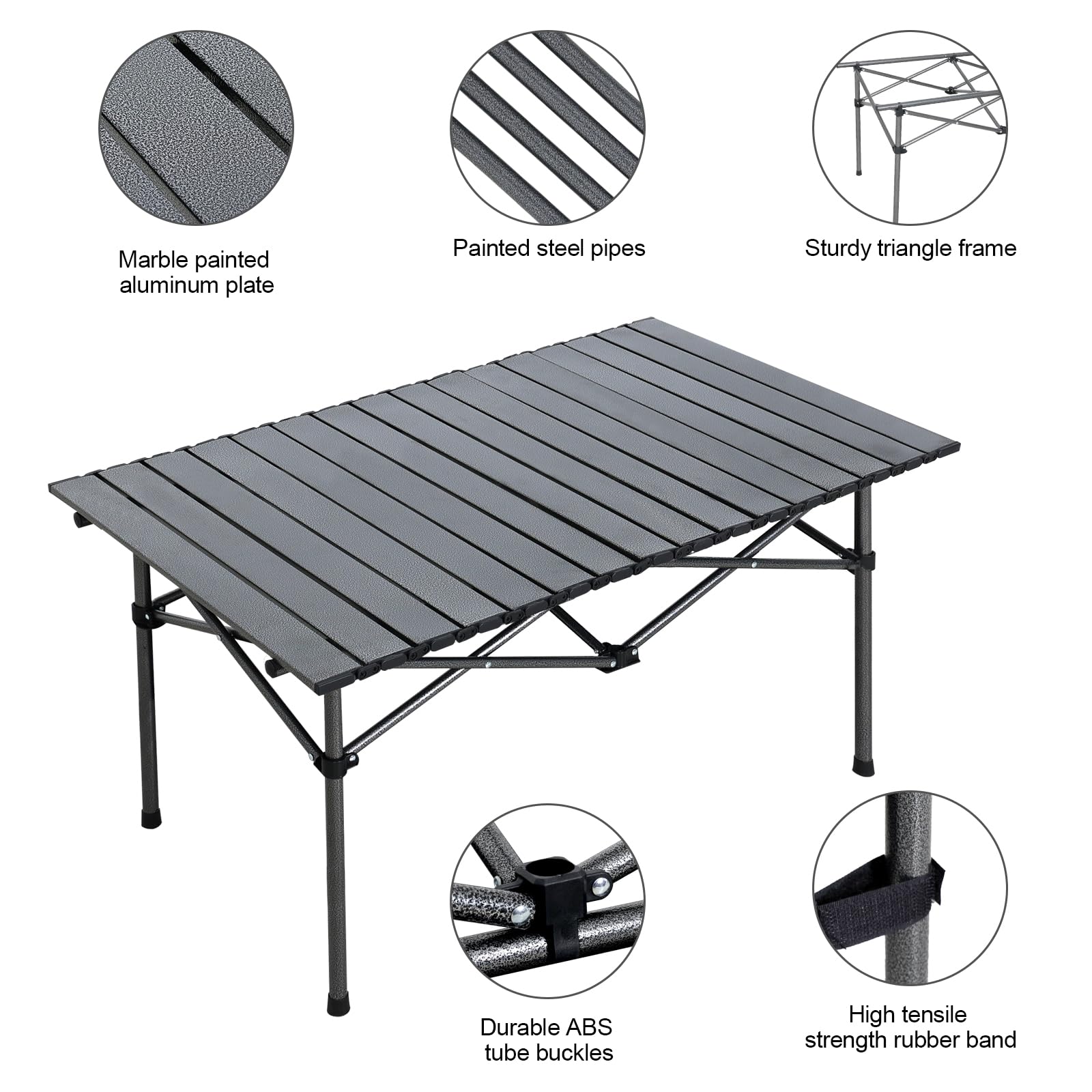 YUSING Folding Camping Table, Portable Table Beach Table with Carrying Bags for Outdoor Camping, Hiking, Picnic, Beach, Fishing, Backpacking, BBQ, RV (47.2x21.7x26.8)