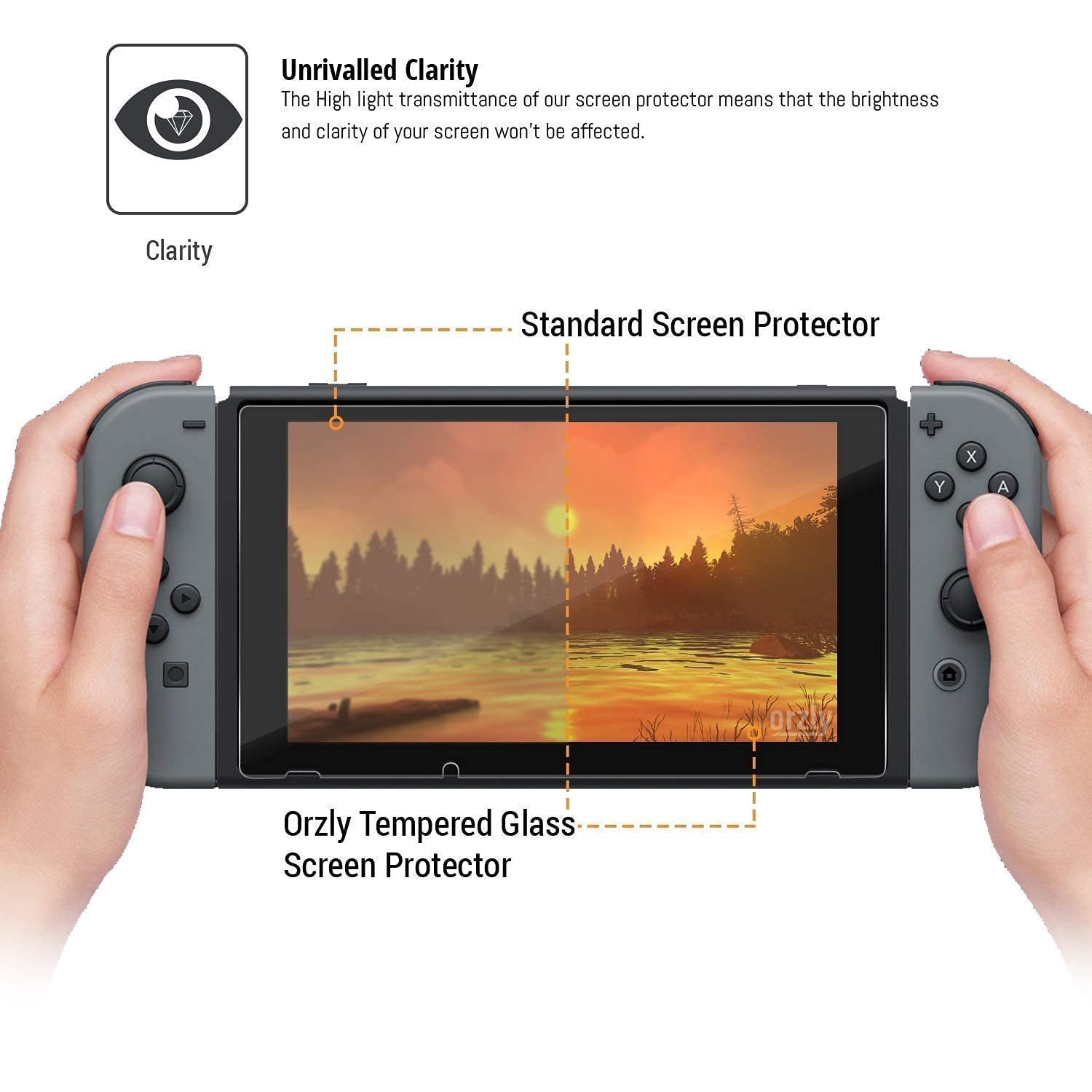 Orzly Nintendo Switch Carry Case and Glass Screen Protector - Bundle Pack
