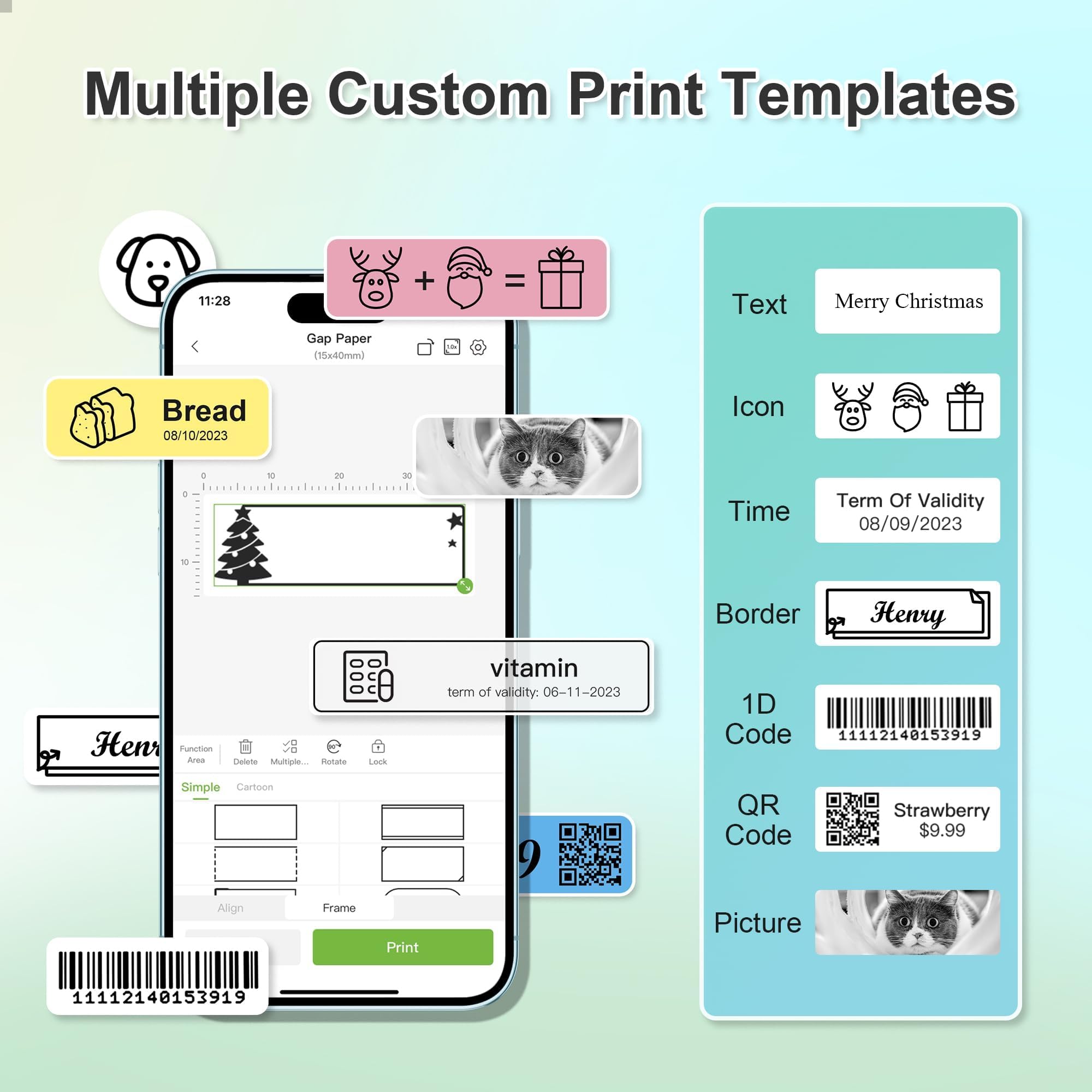 NELKO Label Maker Machine with Tape, P21 Portable Bluetooth Label Printer, Wireless Built-in Cutter Sticker Maker Mini Label Makers with Multiple Templates for Organizing Storage Office, Off-White