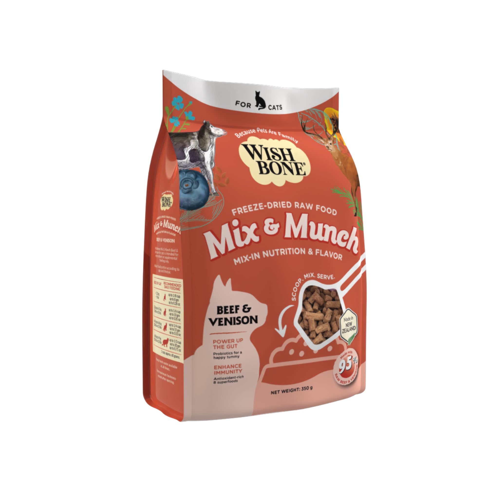 Wishbone Mix & Munch Raw Freeze-Dried Grain-Free Beef and Venison for Cats