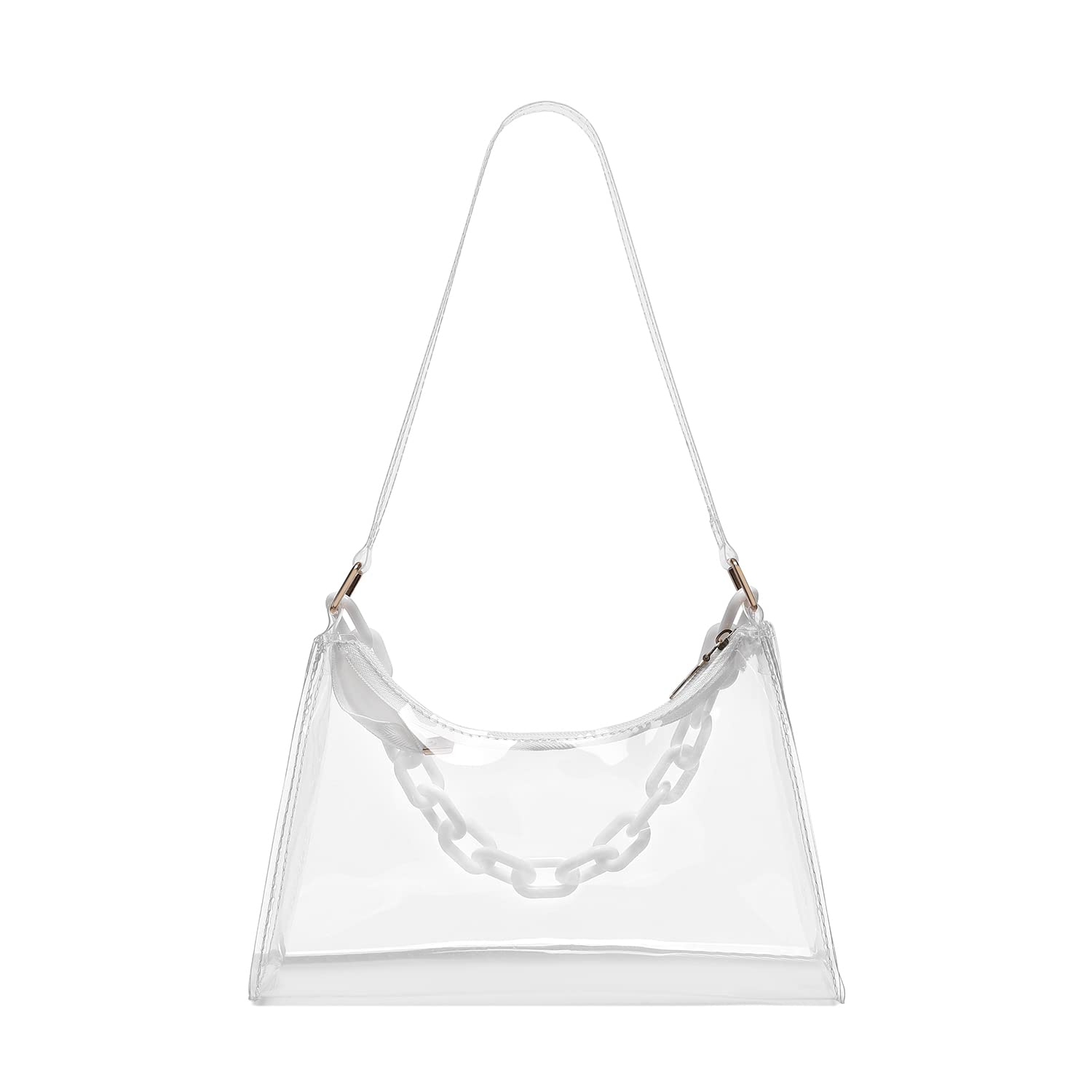 YUWITA Clear Purse for Women Stadium Approved Cute Small See Through Plastic Shoulder Bag Game Day Concert Handbags