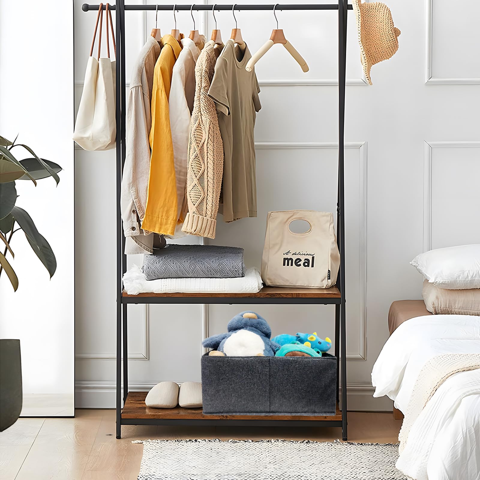 SHINYHARBOR 2Pcs Large Collapsible Closet Storage Bins 18"x11"x8β, Fabric Storage Organizer with Handles, Foldable Storage Basket Bins for Shelves, Blanket, Towel, Clothes, Books, Toys,Grey