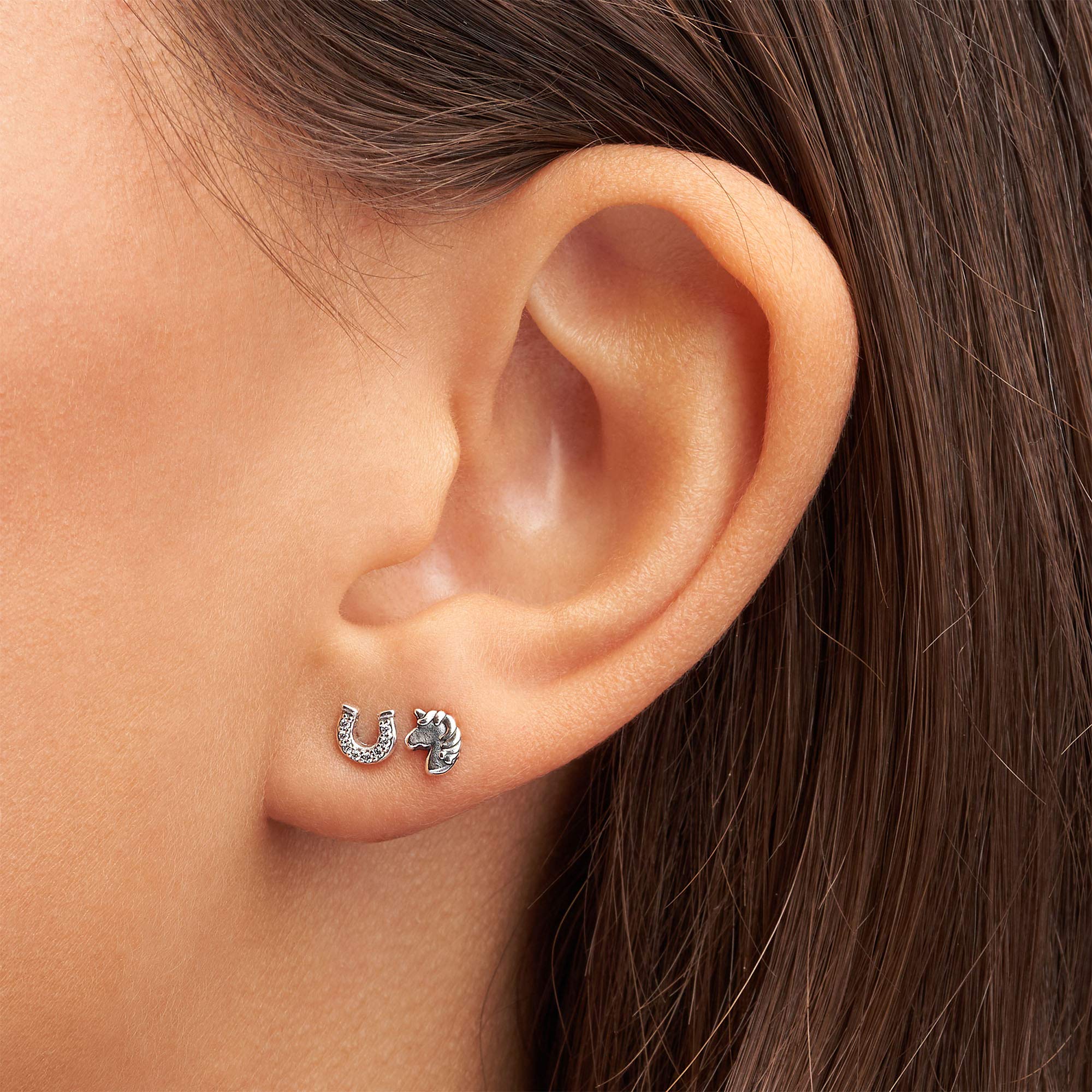 Pandora ME Jewelry - Horseshoe Cubic Zirconia Single Stud Earring - Gift for Her - Sterling Silver