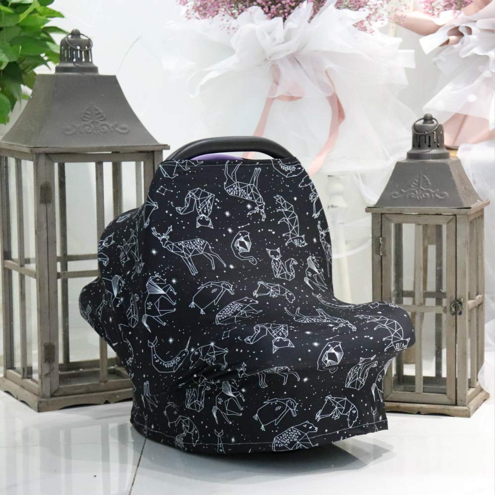 Multi-Use Carseat Canopy, Stretchy Car Seat Cover, Breastfeeding Nursing Cover (Constellation).