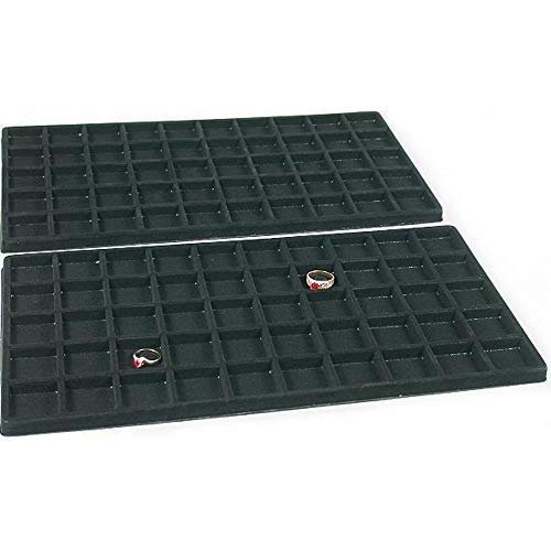 RJ Displays-2 Black 50 Slot Pendant Jewelry Showcase Display Tray Inserts