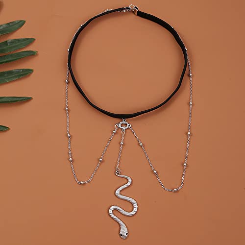 Snake Leg Chain for Women Girls, Sexy Serpent Charm Thigh Garter, Summer Bikini Skirt Beach Party-snake silver