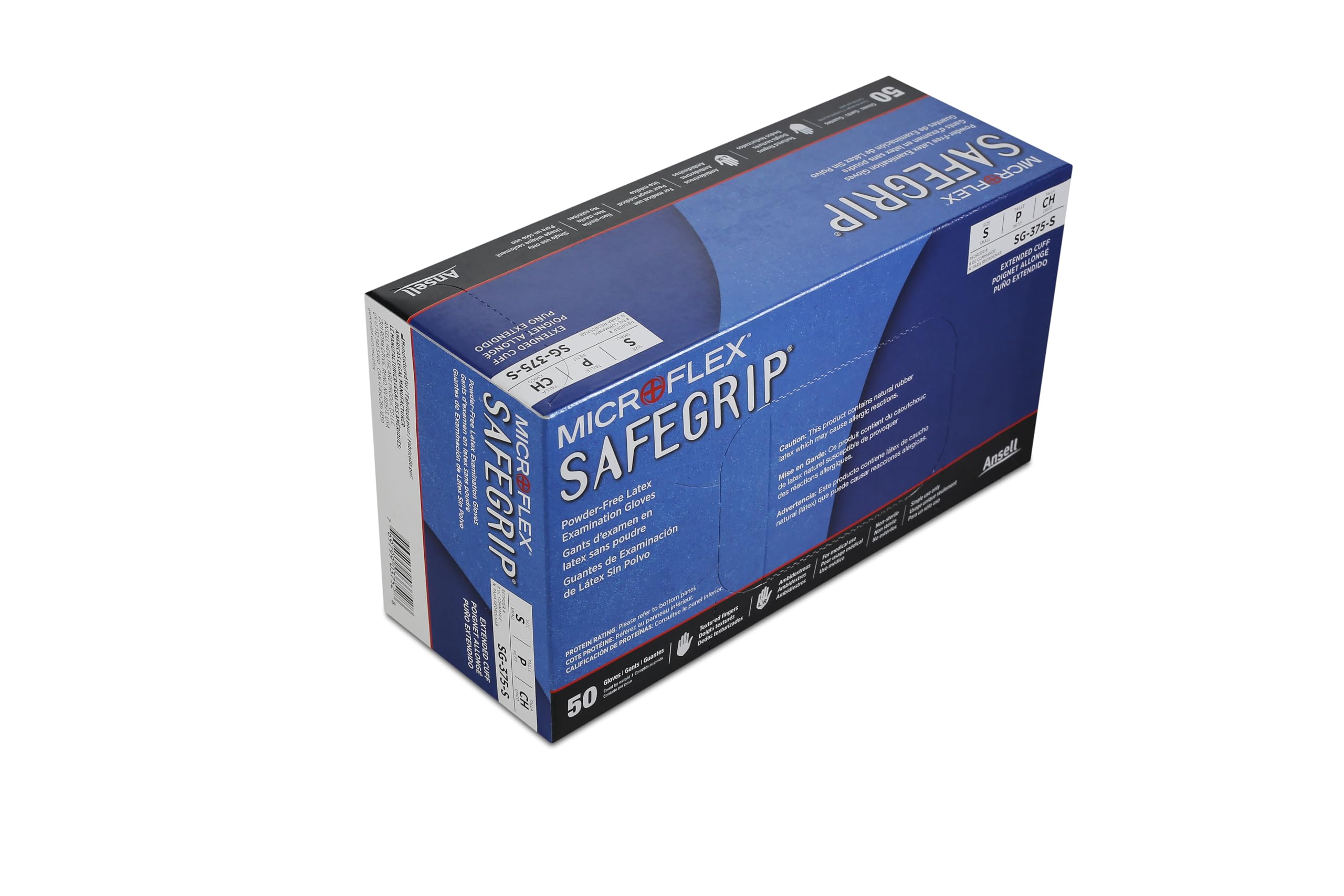 Microflex SafeGrip SG-375 Extra Thick Disposable Latex Gloves for Life Sciences, Automotive w/Textured Fingertips - XL, Blue (Box of 50)