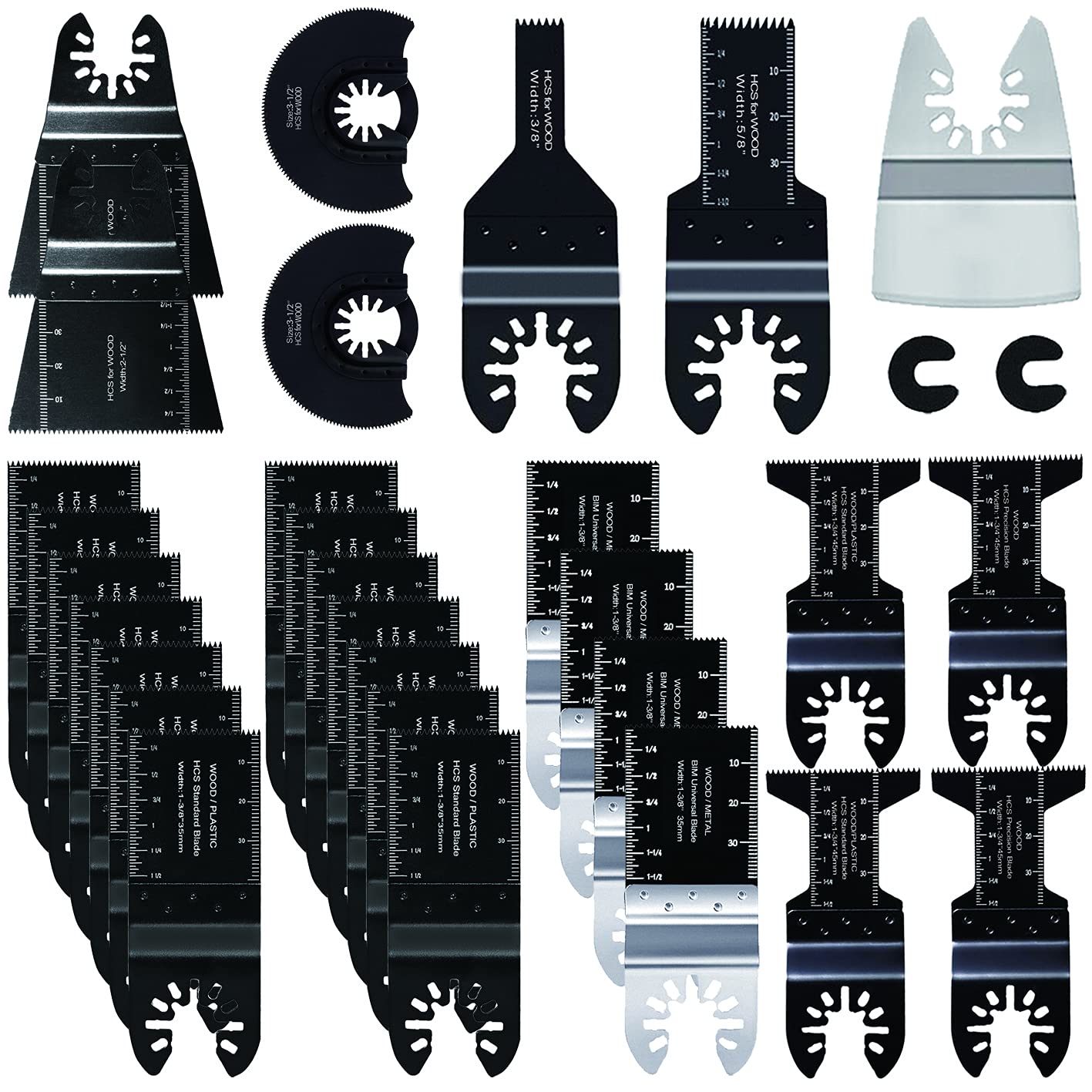 Oscillating Tool Saw Blades （German Technology）31pc Quick Release Tool kit Set for Wood Plastic Soft Metal Cutting Compatible with Bosch Makita Ryobi Decker Craftsman