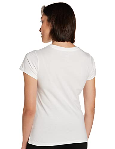 New Balance Women's NB Essentials Stacked Logo Short Sleeve 19, White/Black, X-Small
