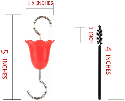 WOSIBO 8 Pack Ant Moat Guard for Hummingbird Feeders, Metal Hummingbird Feeders Accessory Hooks 4 Pack with 4 Clean Brushes Red