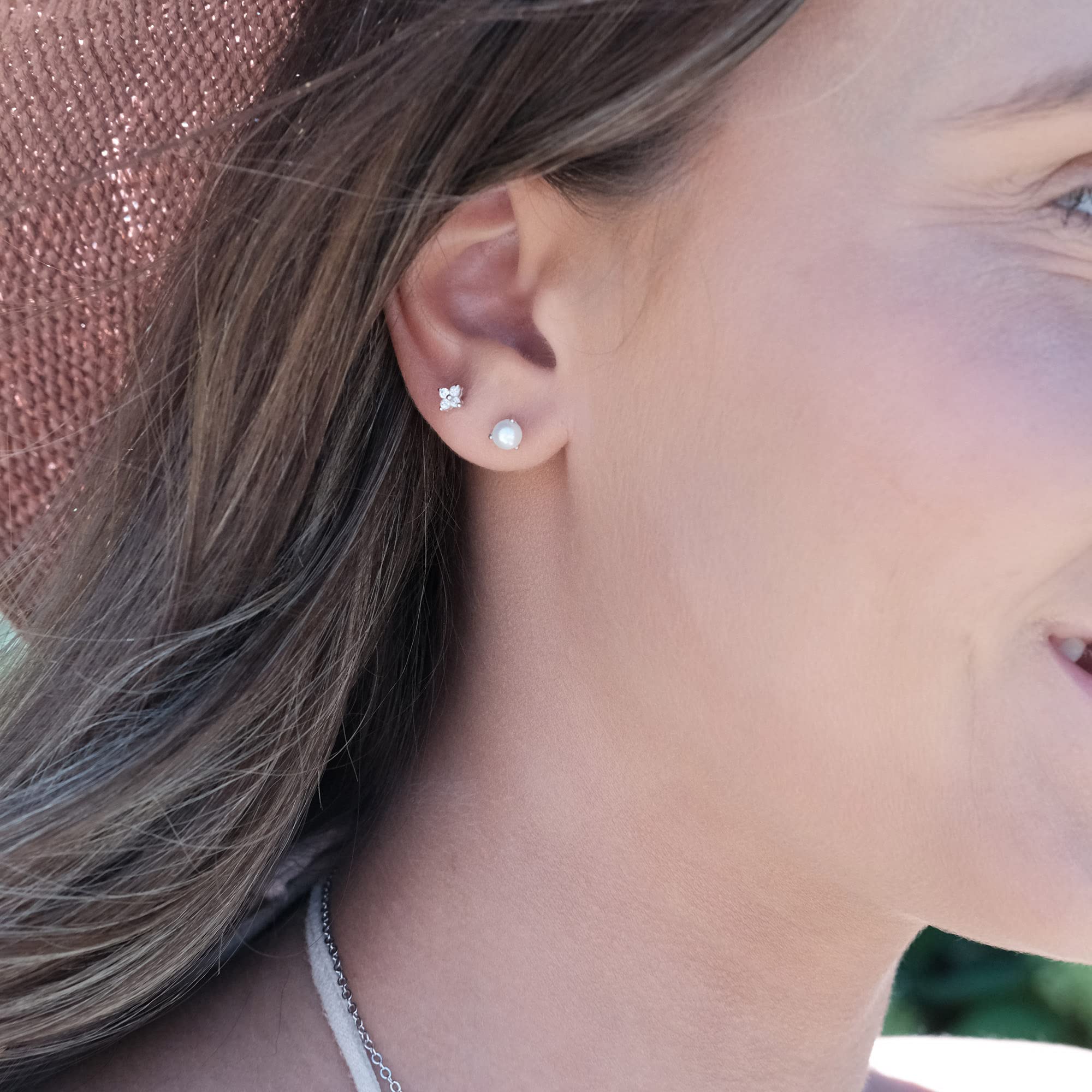 Pearl Studs - 3mm White Fresh Water Mini Pearl Earrings in 18K Gold Vermeil