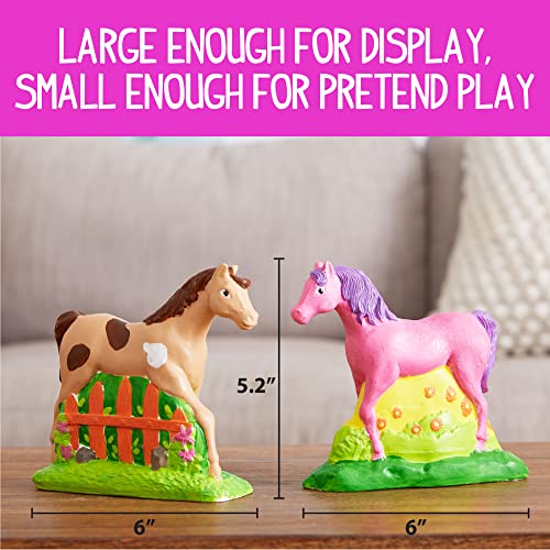 Made By Me Paint & Display Glitter Ceramic Horses Activity Kit for Kids, Perfect DIY Horse Toys, Playdates and Sleepovers Ages 6, 7, 8, 9, Multi, 47718F