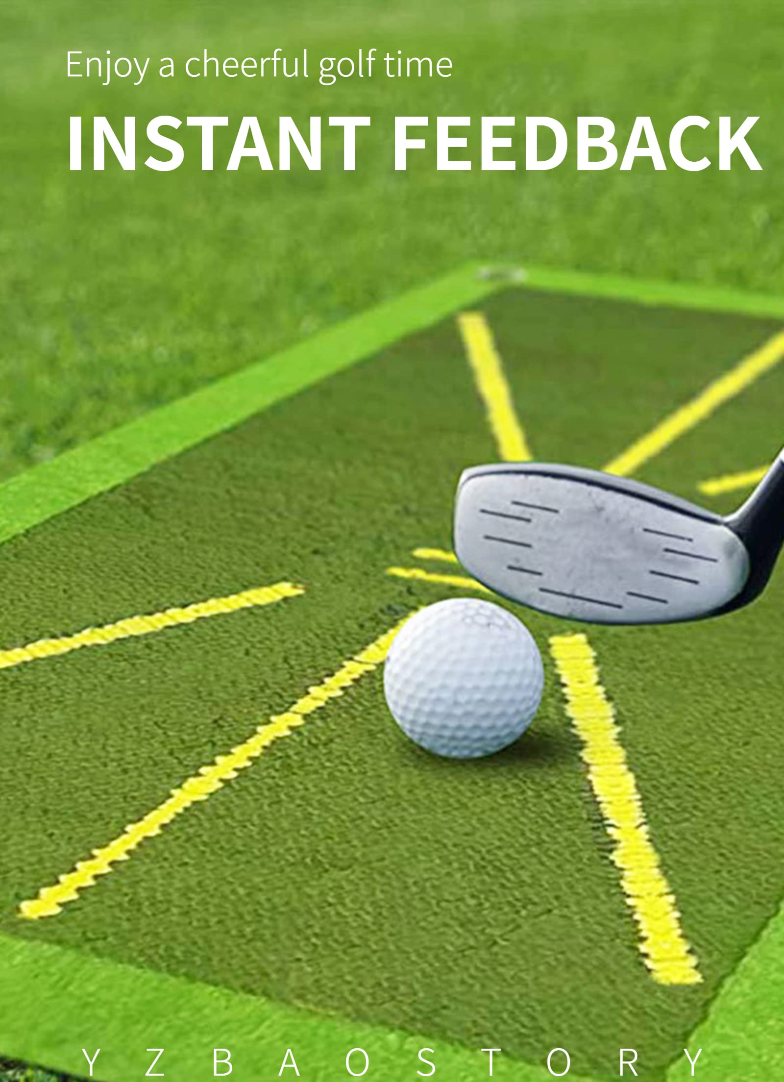 yzbao Golf Training Mat For Swing Detection Batting With 3 Balls| Indoor/Outdoor Mat| Aids That Instantly Displays The Path, Green-3