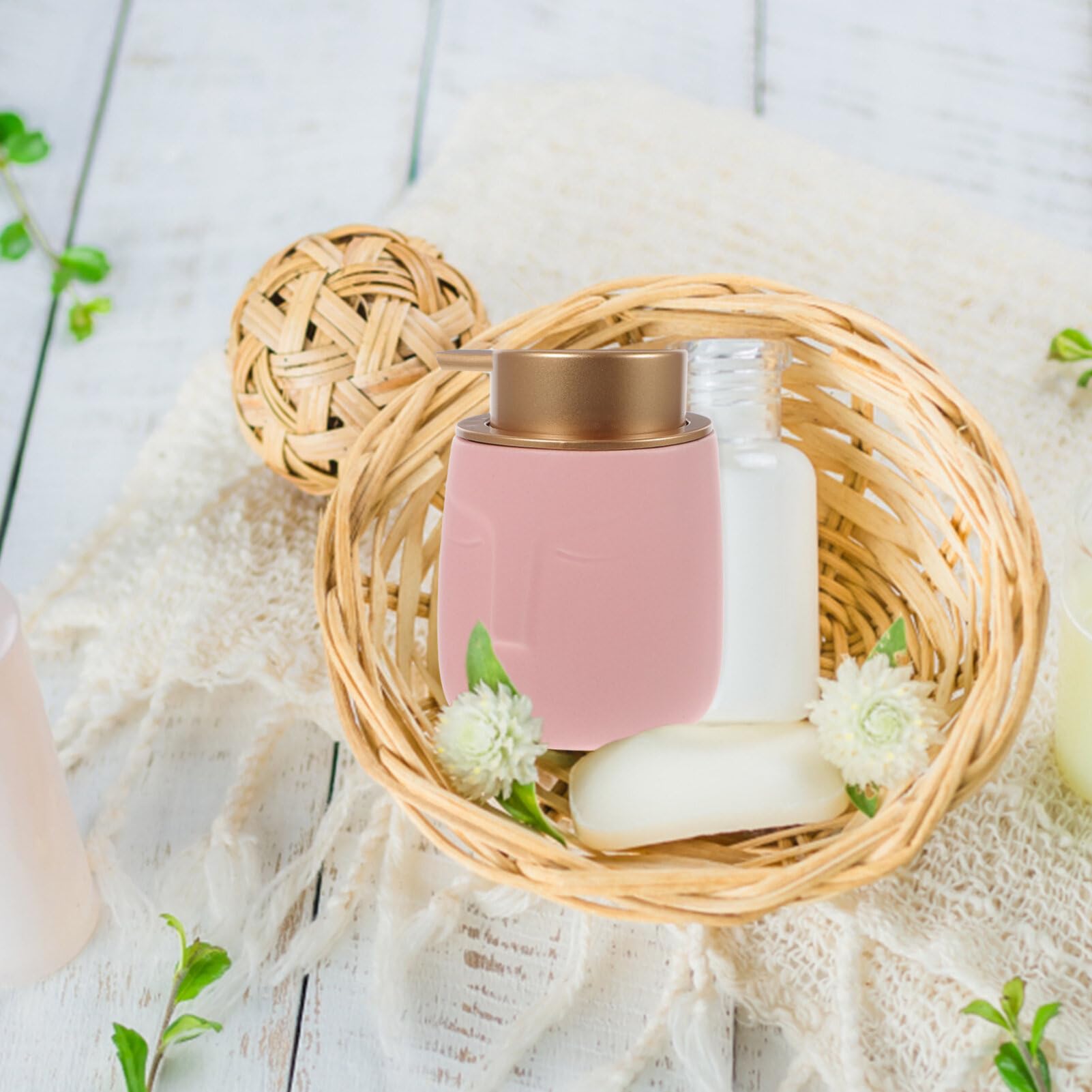 ONDIAN Soap Dish Hand Soap Dispenser Ceramic Soap Dispenser Liquid Pump Soap Dispenser Lotion Dispenser Soap Bottle Shampoo Pump Bottle Empty Pump Bottles for Bathroom Countertop Foam Soap Bottle