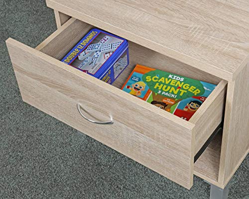 OS Home and Office Furniture Model One Drawer night stand, Contemporary Crosshatched Sandy Birch Laminate
