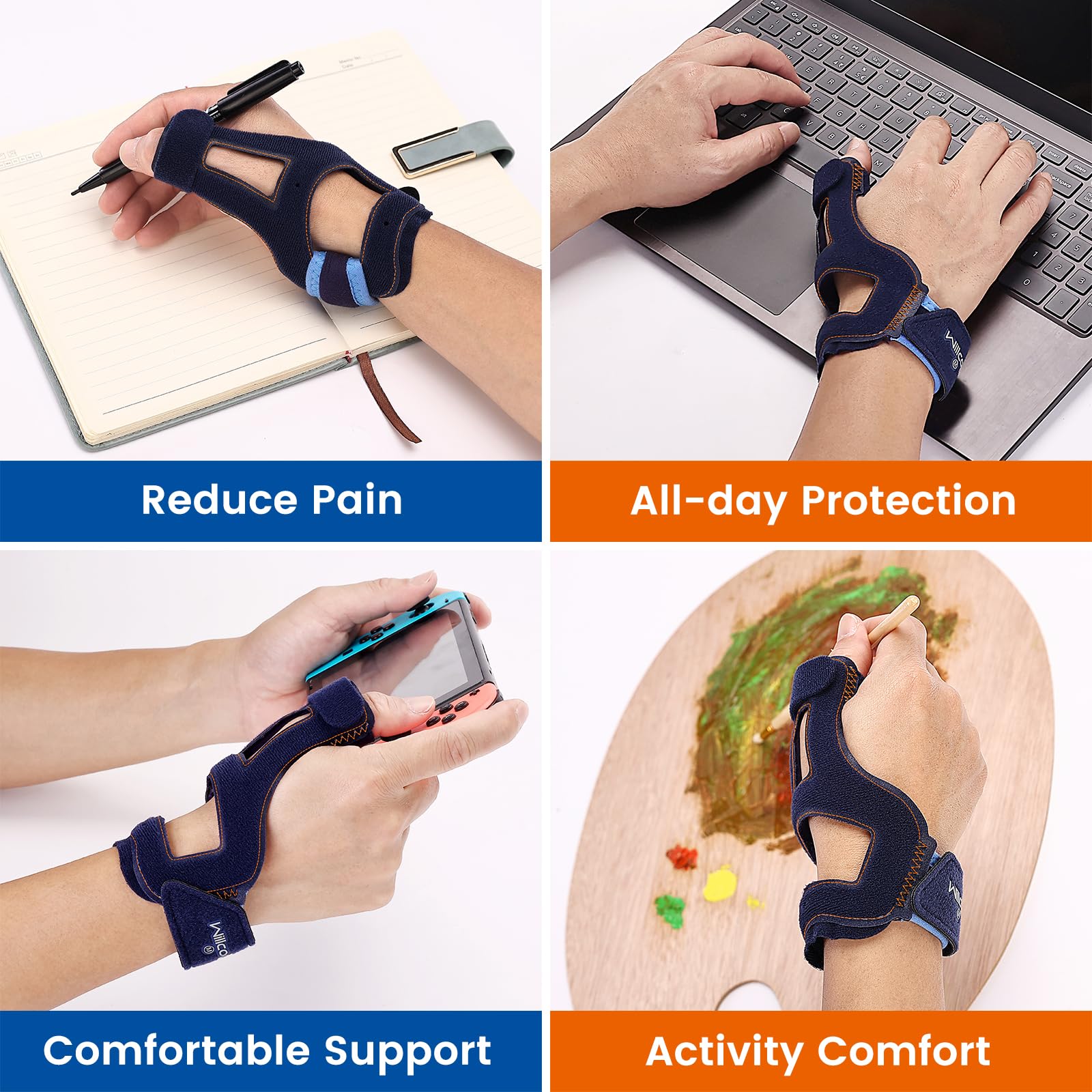 Willcom Ventilated Thumb Brace for Arthritis Pain Relief, Without Limiting Hand Function, Spica Splint for Tendonitis, Trigger Finger for Men Women(Medium,6.3-7.3 inch)