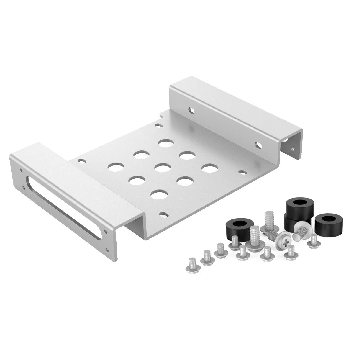 ORICO Aluminum 5.25 Inch to 2.5 or 3.5 Inch Internal Hard Disk Drive Mounting Kit with Screws and Shock Absorption Rubber Washer- Silver