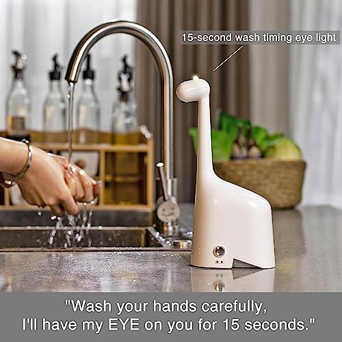 RocFath Automatic Soap Dispenser Touchless, Foaming Hand Soap Dispenser with Waterproof Design, 3 Adjustable Levels, 9.5 oz Rechargeable Foam Soap Dispenser for Kids (White)