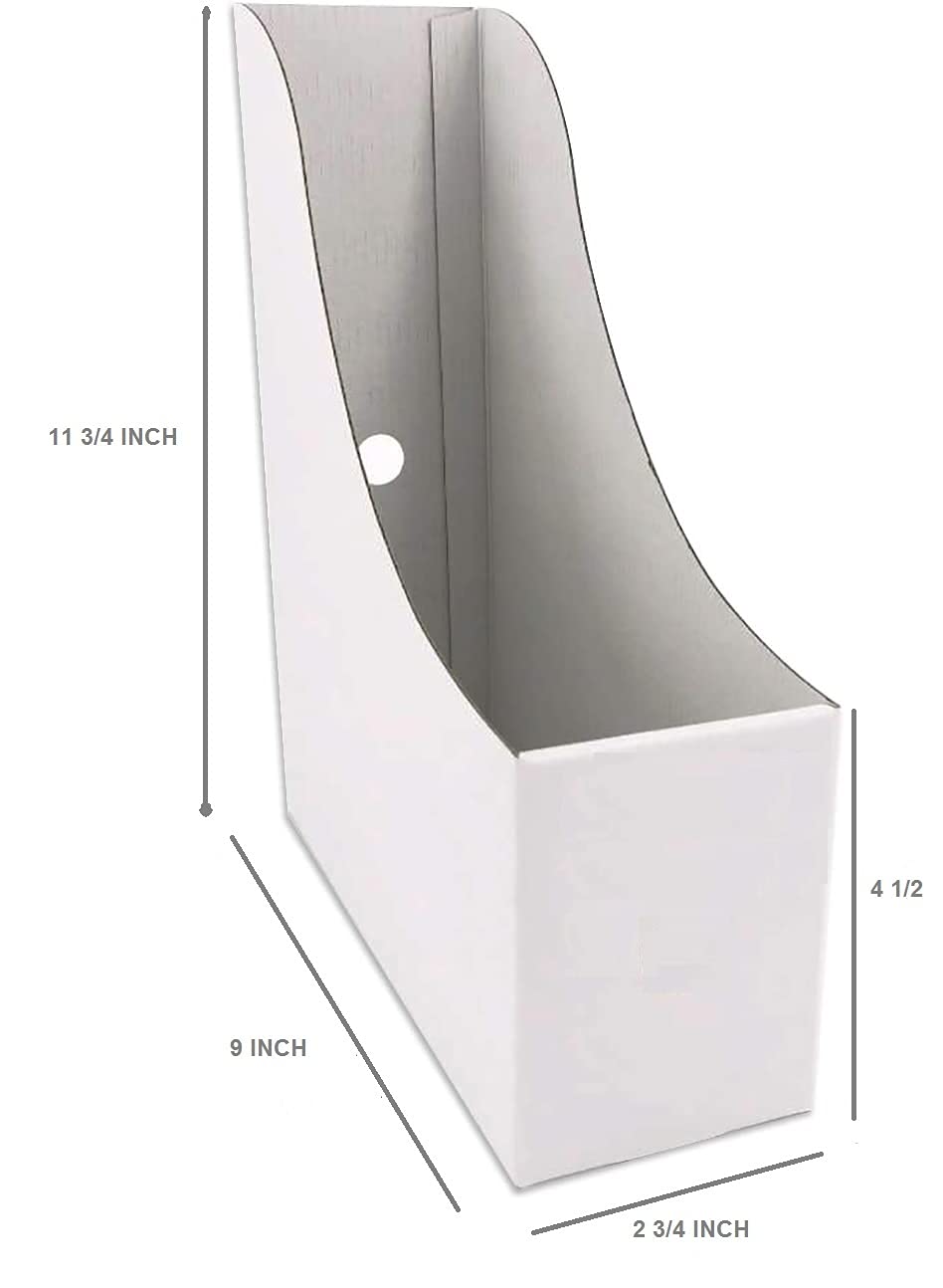 Shop&Save White Cardboard Magazine Holder File Holder,Magazine Organizer,Document Organizer,Magazine Storage Box (5 Pack)