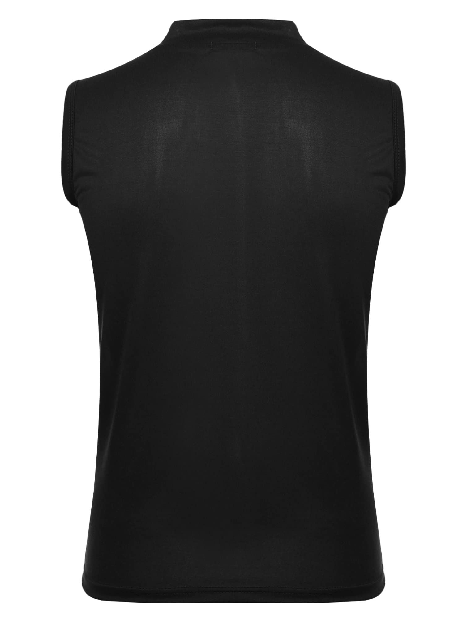 TiaoBug Men's Casual Sleeveless Shirts Mock Turtleneck Pullover Tops Undershirt Vest Tops Black Medium