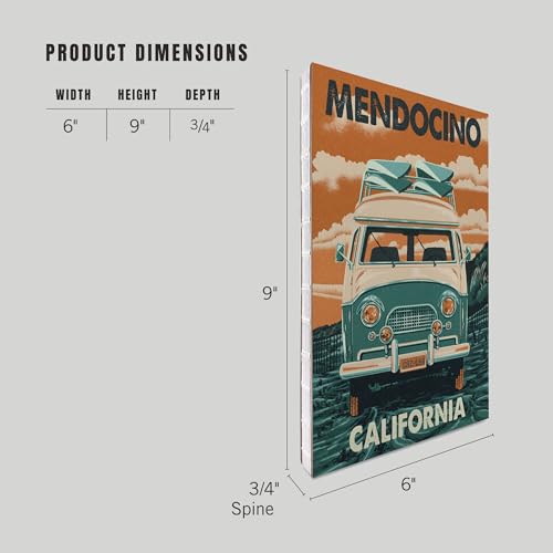 Mendocino, California, Letterpress, Camper Van (Lined 6x9 Journal, Lay Flat, 193 Pages, FSC paper)