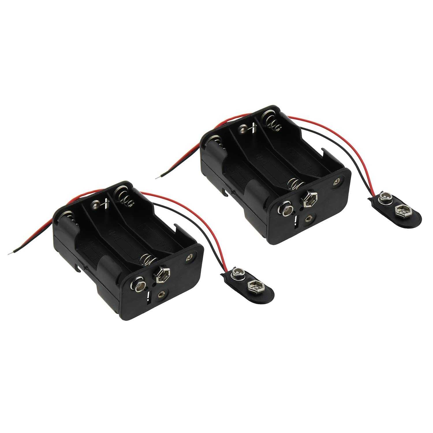 ZZHXSM Battery Holder 2Set 6x1.5V AA Thicken Battery Box with T Type Wired Battery Clip Standard Snap Connector, Battery Case