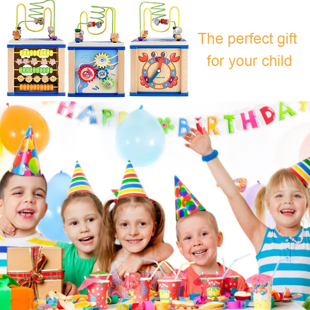 YidaSouko 5-in-1 Baby Activity Cube Bead Maze Activity Center for Learning Educational Developmental Toddlers 3 Years Old Montessori Toys Shape Sorter Play Cube
