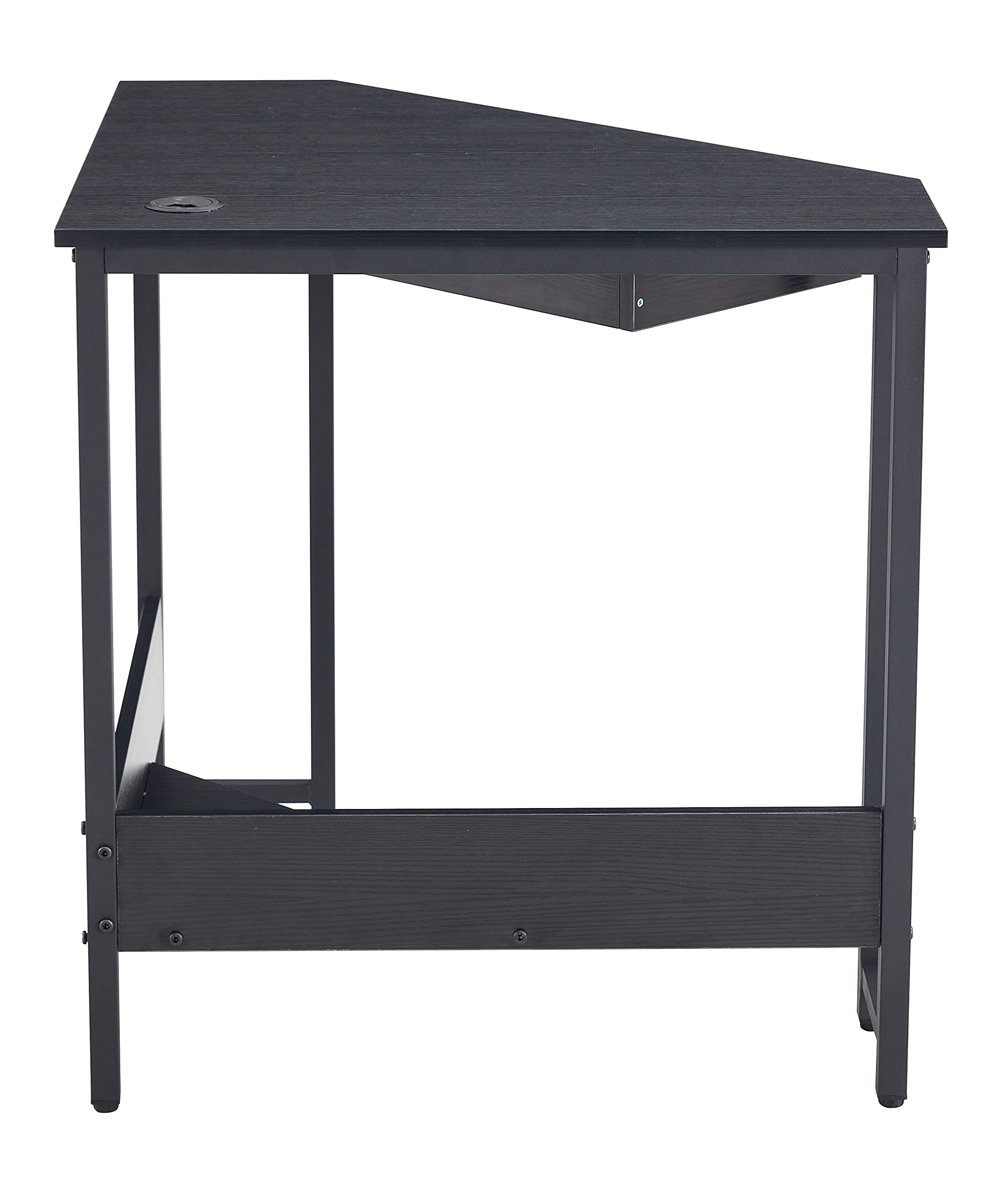 MENGK Triangle Computer Desk,Corner Desk with Smooth Keyboard Tray& Storage Shelves,Compact Home Office,Small Desk with Sturdy Steel Frame As Workstation for Small Space,Black,28.34''L 24''W 30.11''H